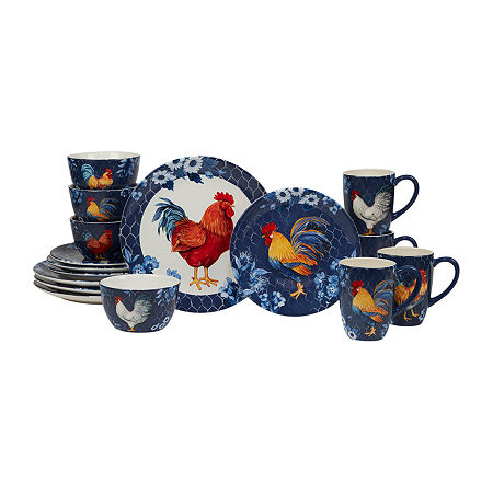 Click here for Indigo Rooster 16 Piece Dinnerware Set - Multicolo... prices
