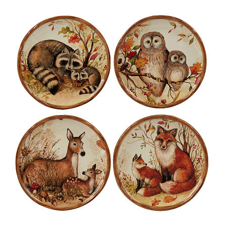 Pine Forest Set of 4 Canape Plate Square - Multicolor