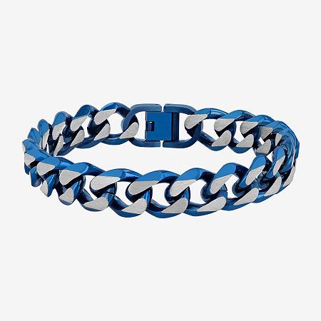 Click here for Blue Stainless Steel Solid Curb Chain Bracelet  On... prices