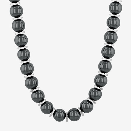 Click here for Mens Gray Hematite 20 Inch Beaded Necklace  One Si... prices