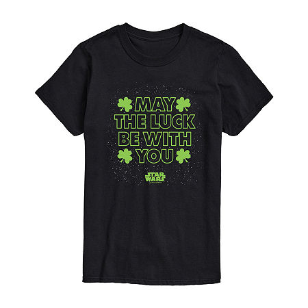 Airwaves Mens Star Wars May The Luck Short Sleeve T-Shirt - Black