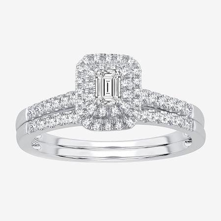 Click here for 1/2 CT.T.W. Natural Diamond Side Stone Halo Bridal... prices