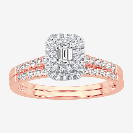 Click here for 1/2 CT.T.W. Natural Diamond Side Stone Halo Bridal... prices