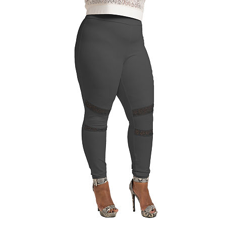 Click here for Womens Plus Size Curvy-Fit Lace Inset Pull-On Pont... prices