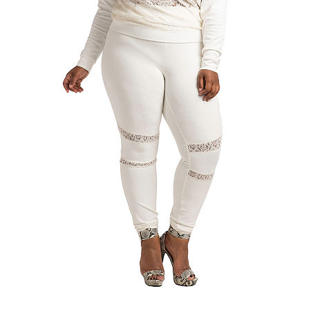 Click here for Womens Plus Size Curvy-Fit Lace Inset Pull-On Pont... prices