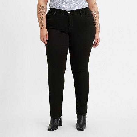 Levis Trendy Plus Size 314 Mid-Rise Shaping Straight-Leg Jeans - Soft Black