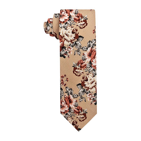 Click here for J. Ferrar Floral Tie  One Size  Beige prices