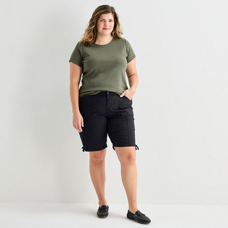 Click here for St. Johns Bay Womens 11 1/2 Plus Cargo Bermuda Sho... prices