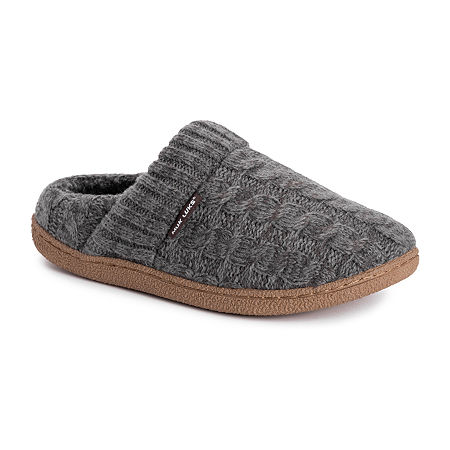 Muk Luks Mens Marcel Slipper  Ebony/Charcoal  L (12-13) - Dark grey heather