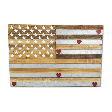 Click here for Cheungs Wooden Usa Flag With Galvanized Stripes An... prices