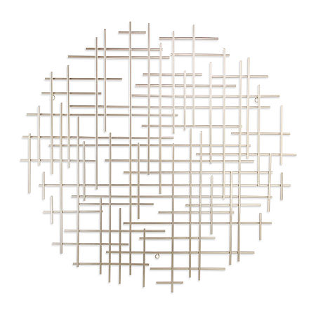 Click here for Iquara Large Round Metal Wall Art  One Size  Silve... prices