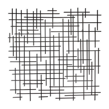 Click here for Iquara Large Square Metal Wall Art  One Size  Blac... prices