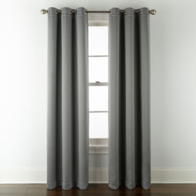 Broadhaven Geneva Solid Grommet Top Blackout Single Curtain Panel ...