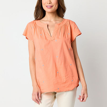Click here for St. Johns Bay Womens Split Crew Neck Short Sleeve... prices