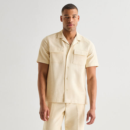 Click here for J. Ferrar Textured Mens Short Sleeve Camp Shirt  M... prices