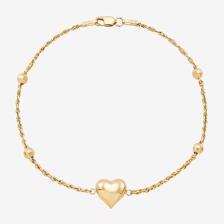 Click here for Womens 10K Gold Hollow Heart 7.5 Inch Link Bracele... prices