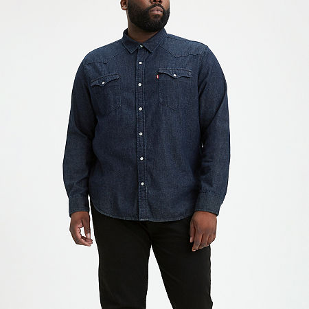 Levis Big and Tall Mens Long Sleeve Western Shirt  6x-large  Blue