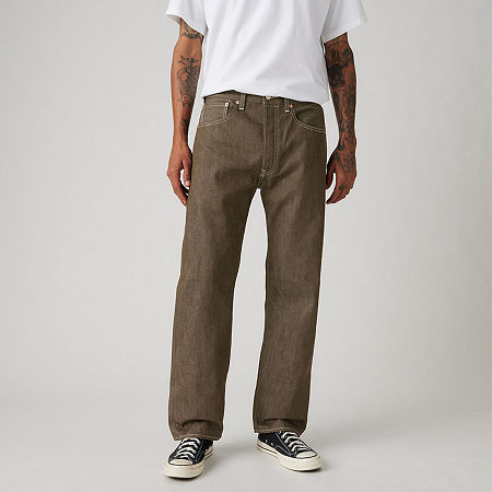 Levis Mens 501 Original Shrink-to-Fit Non-Stretch Jeans - Brown Stf