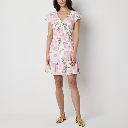 Click here for Brannan Womens Short Sleeve Floral Fit + Flare Dre... prices