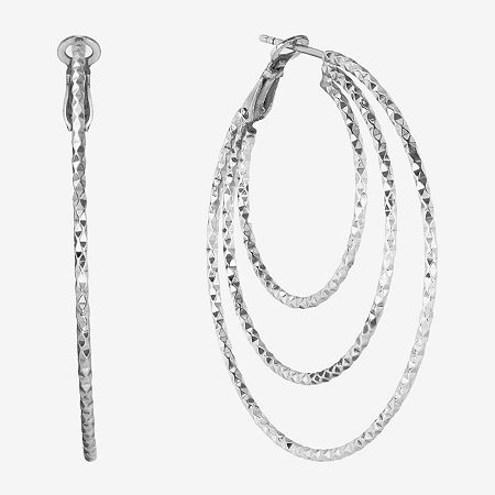 Click here for Womens Sterling Silver 45.2mm Round Hoop Earrings... prices