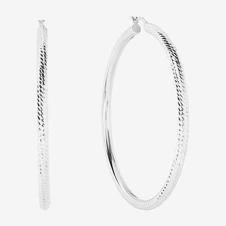 Click here for Womens Sterling Silver 65mm Round Hoop Earrings  O... prices