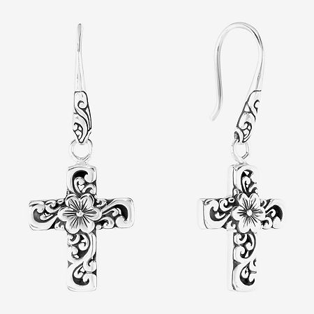 Click here for Bali Inspired Womens Sterling Silver Cross Drop Ea... prices