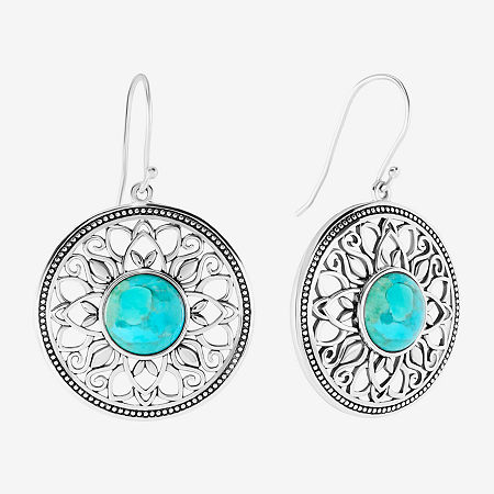 Click here for Womens Genuine Blue Turquoise Sterling Silver Roun... prices