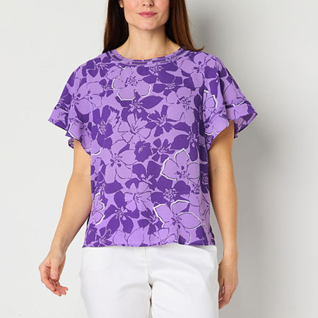Click here for Liz Claiborne Womens Round Neck Short Sleeve Blous... prices