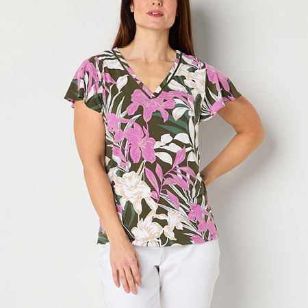 Click here for Liz Claiborne Womens V Neck Short Sleeve Blouse  X... prices