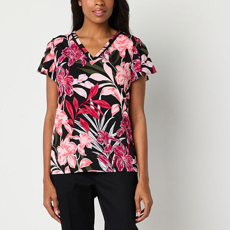 Click here for Liz Claiborne Womens V Neck Short Sleeve Blouse  X... prices