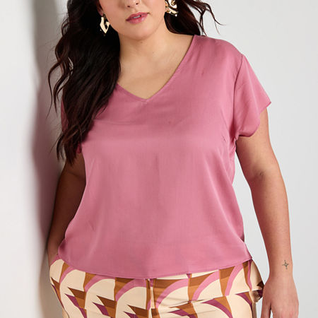 Click here for Worthington Womens V Neck Short Sleeve Plus T-Shir... prices