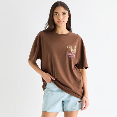 Click here for Coffee Club Oversized Tee Womens Juniors Crew Neck... prices