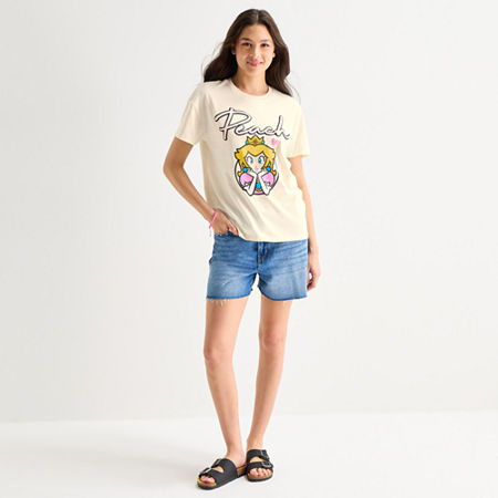 Click here for Princess Peach Boyfriend Tee Womens Juniors Crew N... prices