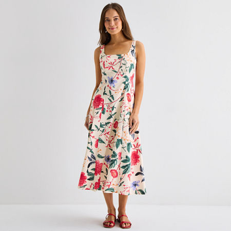 Click here for Melonie T Womens Sleeveless Floral Midi Fit + Flar... prices
