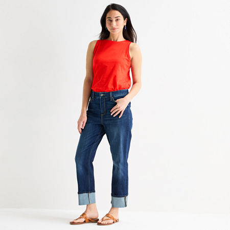 Click here for St. Johns Bay Womens Mid Rise Wide Cuff Straight L... prices