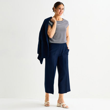 Click here for Liz Claiborne Linen Womens Wide Leg Mid Rise Cropp... prices