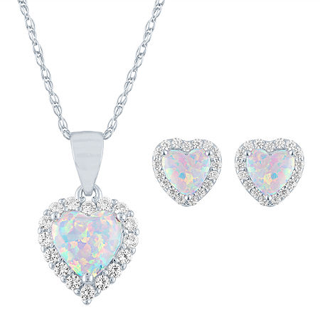 Click here for Womens Lab Created White Opal Sterling Silver Hear... prices