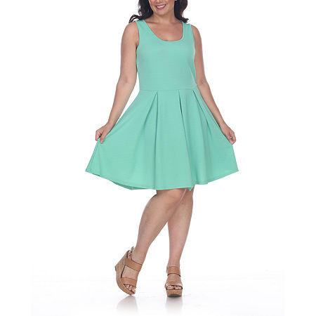 Click here for White Mark Crystal Fit & Flare Pleated Dress - Plu... prices
