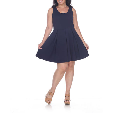 Click here for White Mark Crystal Fit & Flare Pleated Dress - Plu... prices