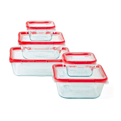 Pyrex Freshlock 10-Pc. Food Container Set, Color: Red - JCPenney