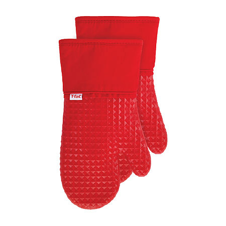 T-Fal Flexible Waffle Silicone Oven Mitt  Set of 2 - Red