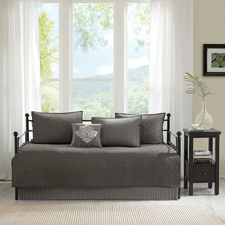 Madison Park Quebec Reversible 6-Pc. Quilt Set  Daybed - Dark Gray