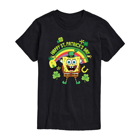 Airwaves Mens SpongeBob SquarePants St Patricks Day Short Sleeve T-Shirt - Black