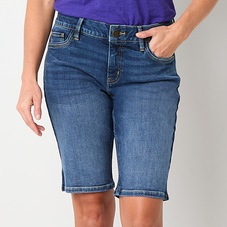 Liz Claiborne Sara Womens 11 Mid Rise - Tall Bermuda Short  2 Tall  Blue
