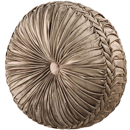 J Queen New York Bradshaw Tufted Decorative Pillow  15 Round - Natural