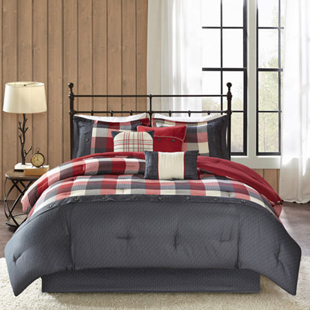 Madison Park Ridge Herringbone 7-Pc. Comforter Set  California King - Red