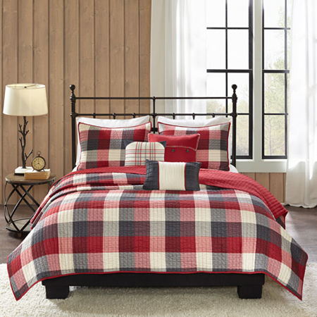 Madison Park Ridge Herringbone 6-Pc. Quilt Set  King/California King - Red