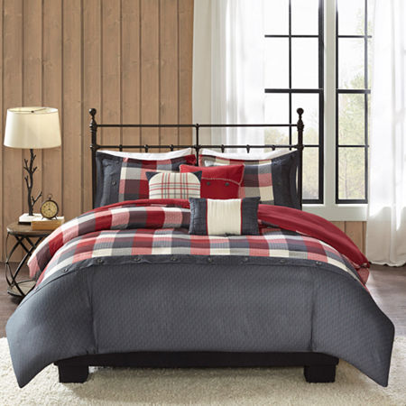 Madison Park Ridge Herringbone 6-Pc. Duvet Cover Set  Full/Queen - Red