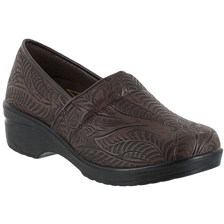 Easy Works By Easy Street Lyndee Slip Resistant Clogs - Brown Tool