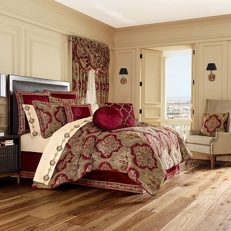 J Queen New York Maribella Comforter Set  California King - Crimson